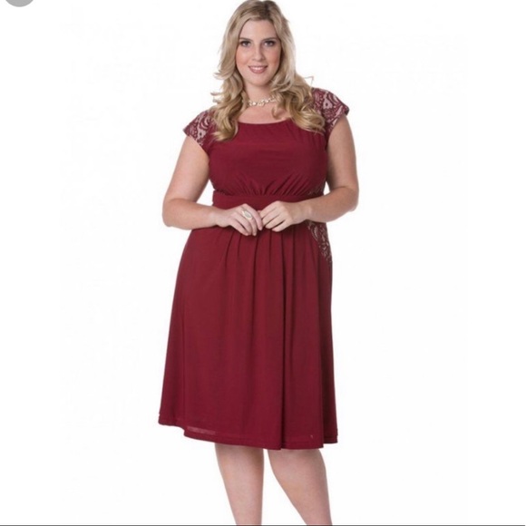 Igigi | Dresses | Igigi Tamara Burgundy Flattering Dress Plus Size ...